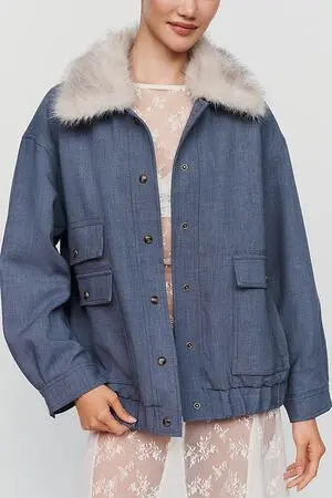 Maeve Faux Fur Collar Barn Jacket