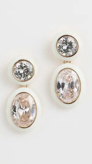Ettika Enamel Drop Earrings - Clear