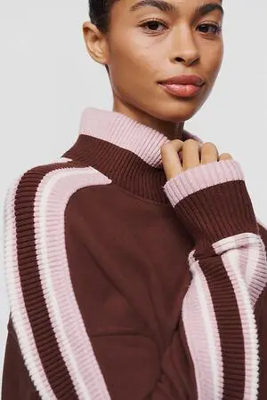 Daily Practice Cotton Blend Mock Neck Pullover Top