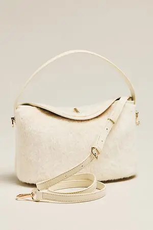 MELIE BIANCO Lana Fur Shoulder Bag Cream