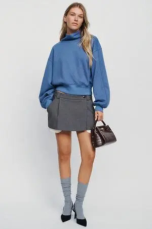 Anthropologie Quilted Dolman Turtleneck Top - Blue