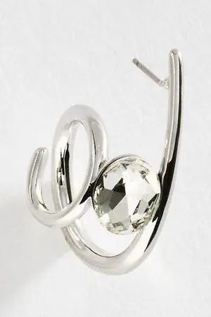 Anthropologie Spiral Crystal Hoop Earrgs - Silver