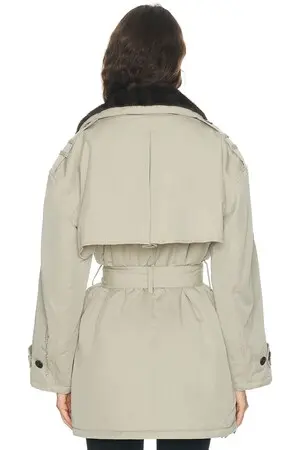 Alexander Wang Faux Fur Lined Oversized Trench Coat In Grey