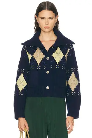 Calle Del Mar Donegal Argyle Cardigan In Navy