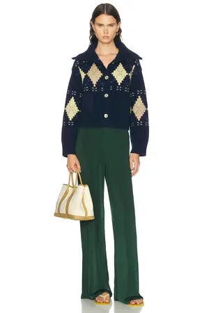 Calle Del Mar Donegal Argyle Cardigan In Navy