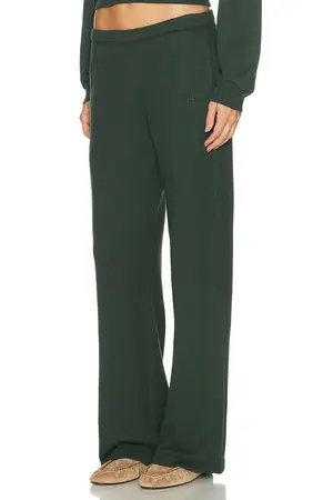 Eterne Oversized Wide Leg French Terry Sweatpant In Dark Green