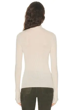 Sprwmn Long Sleeve Mock Neck Top In Beige