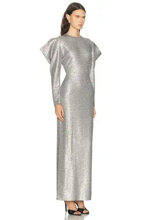Norma Kamali Wing Sleeve Gown In Grey