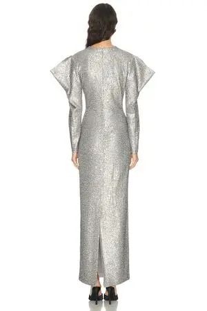 Norma Kamali Wing Sleeve Gown In Grey