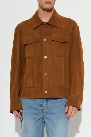 AMI Paris Suede Jacket With Embroidered Logo