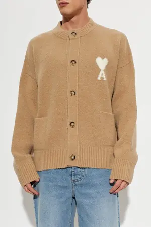 AMI Paris Wool Cardigan With Logo