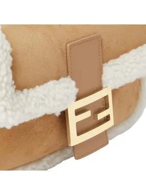 Fendi Baguette 26424 Camel-colored Shearling Bag
