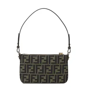 Fendi Ff Zucca Jacquard And Leather Pouch