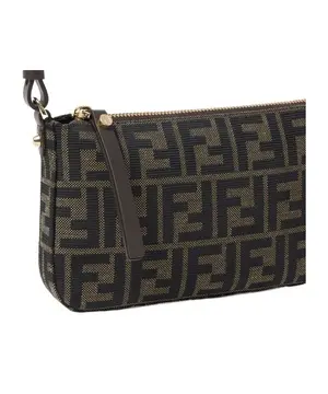 Fendi Ff Zucca Jacquard And Leather Pouch