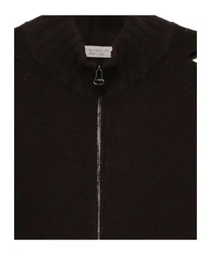 D.exterior Braided-sleeve Zip-up Sweater