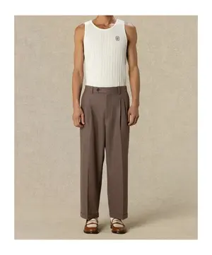 Drole De Monsieur Pleated Turned-up Trousers