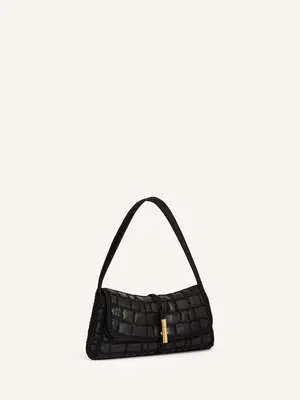 Balmain Metropolis Bag In Crocodile-effect Leather With Embroidery