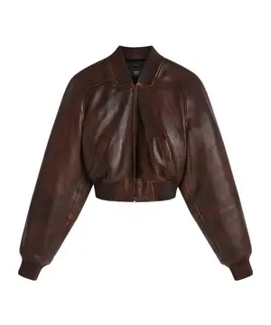 Phoebe Philo Aviator Leather Jacket - Conker