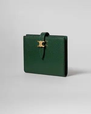 Celine Bi-fold Card Holder Triomphe Pontet In Goatskin