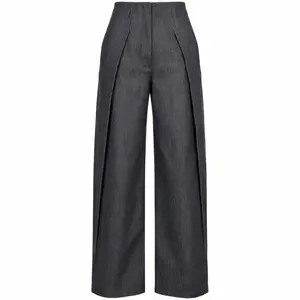 ANNA GATTO Folded Denim Pants - Black