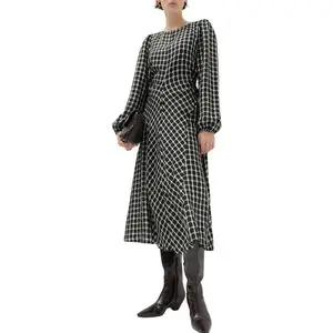 M&s Check Midi Dress - Black/multi