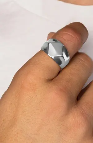 NIALAYA JEWELRY Squared Stainless Steel Ring