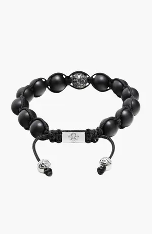 NIALAYA JEWELRY Diamond Beaded Bracelet With Matte Onyx And Sterling Silver