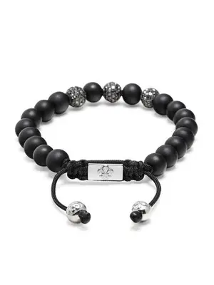 NIALAYA JEWELRY Trio Diamond Beaded Bracelet With Matte Onyx