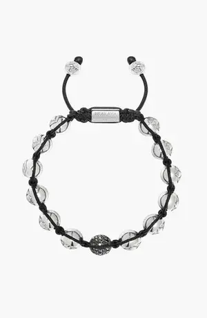 NIALAYA JEWELRY Black Diamond Beaded Sterling Bracelet - Silver