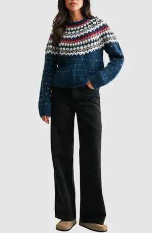 ALL IN FAVOR Fair Isle Crewneck Sweater