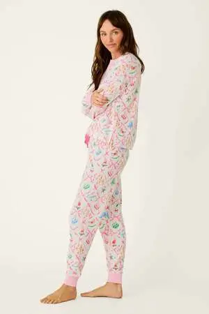 PJ Salvage Ski Jammie Classics Ornat Print Long Sleeve Pajama Set