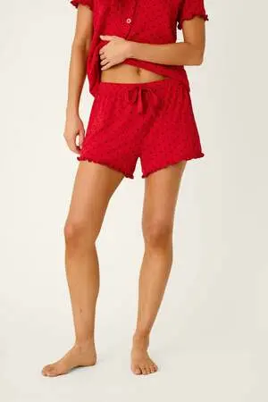 PJ Salvage Femme De Noel Tonal Dot Pajama Shorts - Lipstick