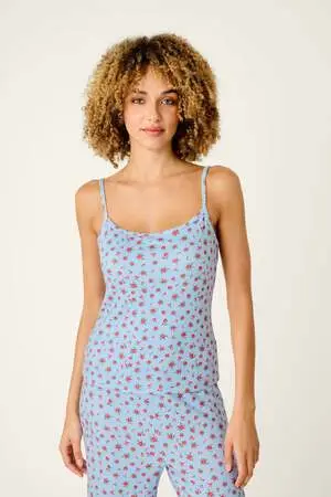 PJ Salvage Festive Florals Blue Floral Print Camisole