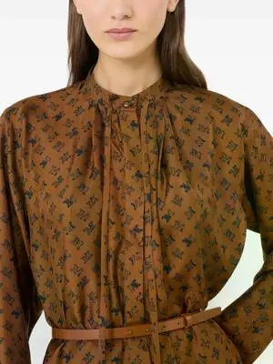 Max Mara Monogram-print Silk Mini Dress