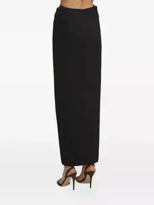 Brandon Maxwell Nora Leather-waist Draped Skirt