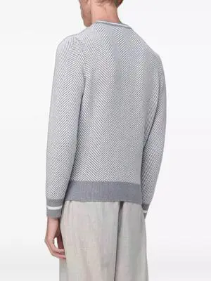 XC Herringbone-knit Crew-neck Sweater