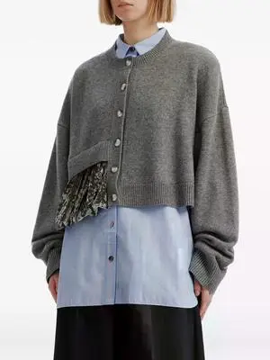 ENFOLD Velvet-panel Cropped Cardigan