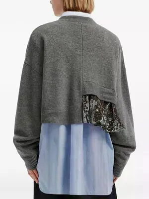 ENFOLD Velvet-panel Cropped Cardigan