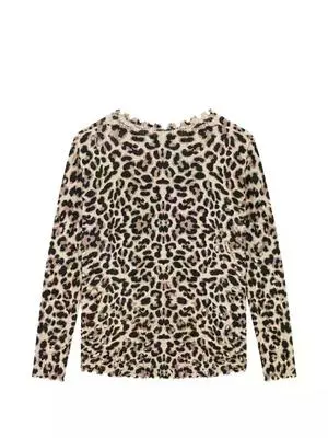 KUJTEN Melah Leopard-print Lettuce-trim Sweater