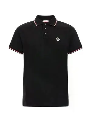 Moncler Logo-patch Tipped Polo Shirt - Black