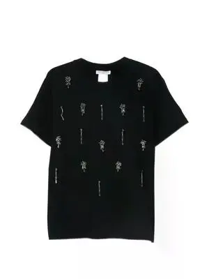 ISABELLE BLANCHE Crystal-embellished T-shirt - Black