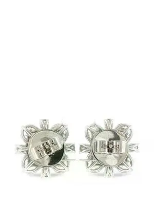 HYT JEWELRY Emerald And Diamond Stud Earrings - Silver