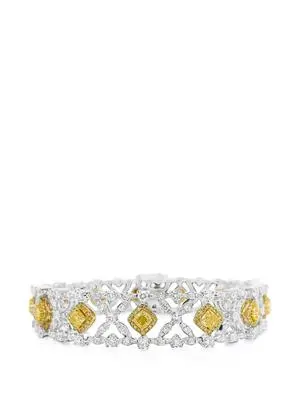 HYT JEWELRY Yellow And White Diamond Bracelet - Silver
