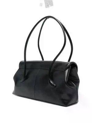 LOW CLASSIC Mini Haricot Flap Leather Tote Bag - Black