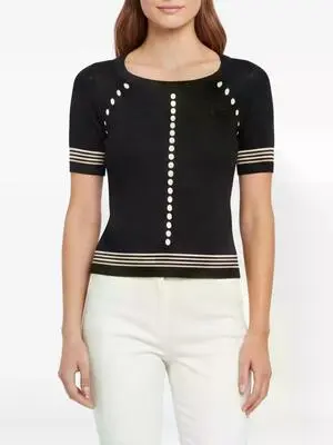Rochas Cut-out Rib-knit Top - Black