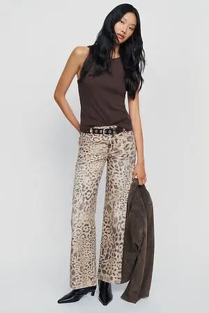PILCRO Nico Mid Rise Flare Jeans - Leopard