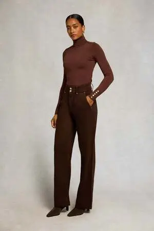 Holland Cooper Buttoned Knit Roll Neck - Walnut