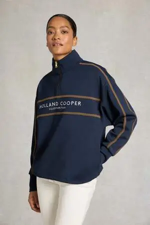 Holland Cooper Equestrian Quarter Zip Neck Sweat - Ink Navy