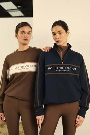 Holland Cooper Equestrian Quarter Zip Neck Sweat - Ink Navy