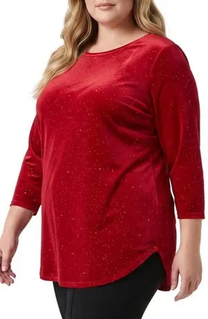 Karen Kane Sparkle Velvet Three-quarter Sleeve Top